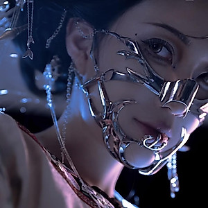 YYDSVOVO Punk Mechanical Mask for Women Men Halloween Party Prom Metal Mask Cyberpunk Mask Cosplay Jewerly Hallowmas Gifts (style 1+style 2)