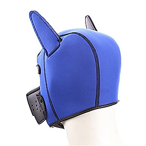 OnundOn Doggy Mask Halloween Hood Puppy Mask for Cosplays Masquerade (Blue)