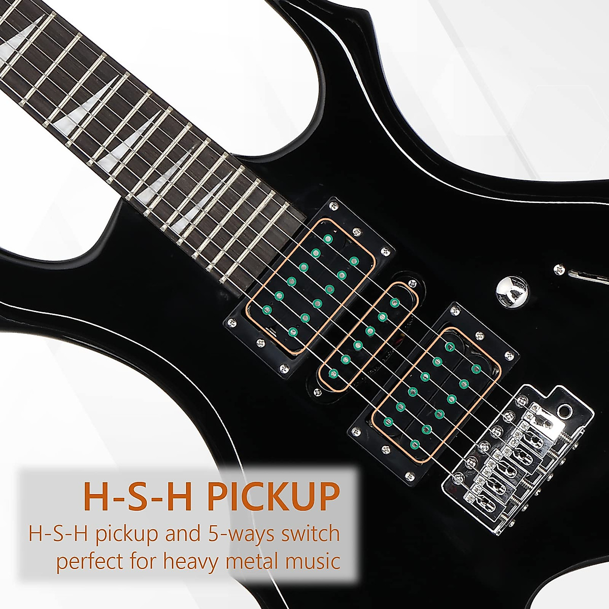 Ktaxon Solid Body Electric Guitar, 36" Flame Design Electric Guitars Kit with Portable Bag, Adjustable Shoulder Strap, Amp Wire, Tremolo Arm, Plectrum, and Wrench Tool (Black)