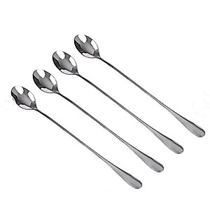 Coffee Mixing Spoons, 9-Inch Long Handle Spoons for Iced Tea, Dessert, Ice Cream, DFmicro Deluxe Stainless Steel Cocktail Stirring Spoons, Set of 4
