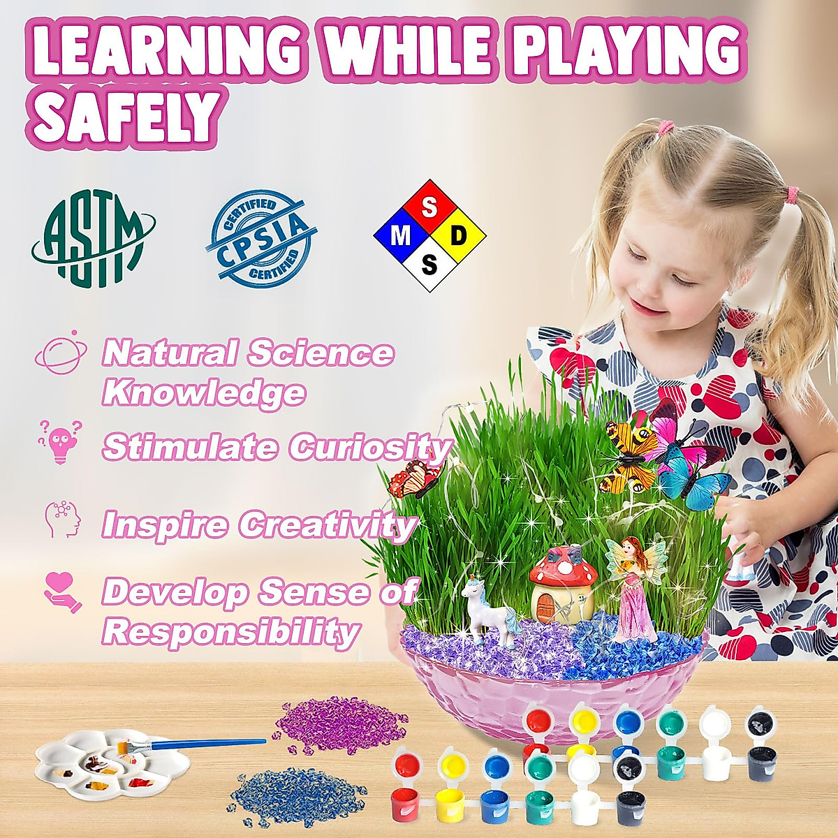 Catcrafter Fairy Garden Kit for Kids | Light Up Fairy Unicorn Terrarium Kit | Science STEM Toys Presents | Unicorn Arts and Crafts Stuff for Little Girls Age 4 5 6 7 8-12 Year Old Girl Gift