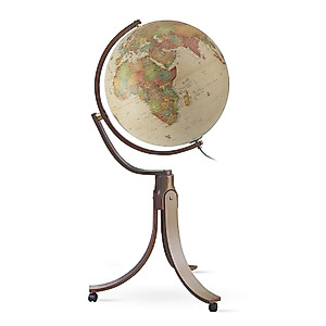 Waypoint Geographic Emily Globe, 20” Illuminated Decorative Globe, Floor-Standing World Globe For Library or Office Decor, Antique