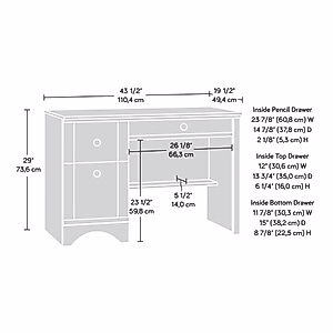 Sauder Harbor View Computer Desk, Salt Oak finish