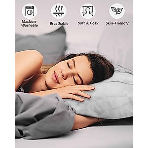 Edwiinsa Grey Marble Pillow Covers King Standard Set of 2 Bed Pillow, Modern White Abstract Art Aesthetics Plush Soft Comfort for Hair/Skin Cooling Pillowcases with Envelop Closure 20''x36''