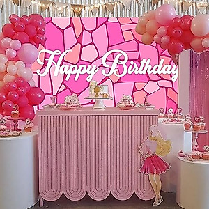 Pink Party Backdrop 70.8 x 43.3 Inch Pink Girl Party Backdrop Princess Photography Background for Pink Girl Birthday Party Decorations Happy Birthday Banner