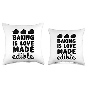 Baking Is Love Made Edible Funny Baker Throw Pillow, 16x16, Multicolor