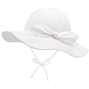 Sarfel Baby Girl Sun Hat Summer Baby Hats UPF 50+Toddler Sun Hat Infant with Wide Brim Bucket Hat White 46cm/0-6 Months