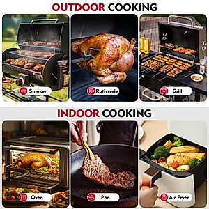 Smart Wireless Meat Thermometer, Remote Range Dual Bluetooth Digital Food Thermometer for Oven, Indoor Outdoor Cooking, Grill BBQ, Compatible with iOS & Android