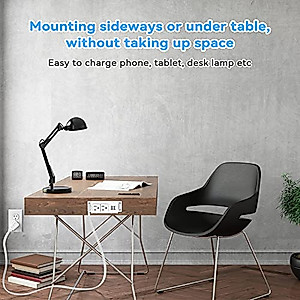 Kungfuking Power Strip with USB, Wall Mountable Socket Surge Protector Power Strip with 2 AC Outlets and 2 USB Charging Ports White Extension Cord 6.56 FT, Flat Plug