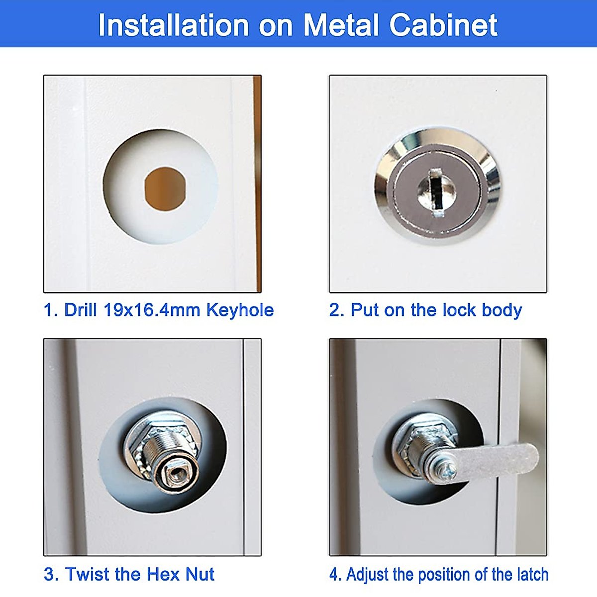 WOOCH Cabinet Cam Lock, 5/8 Inch Keyed Alike Cam Locks Secure File Drawer Door Mailbox Tool Box Dresser RV Cylinder Replacement Lock Hardware, Fits on 1/2" Max Panel Thickness (2 Pack) Chrome Finish