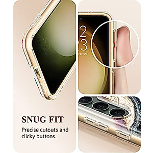 GVIEWIN Compatible with Samsung Galaxy S23 Case with Screen Protector + Camera Lens Protector, [21FT Military Grade Drop Test] Full Body Protection Rugged Marble Case Cover(Drift Sand/Brown)