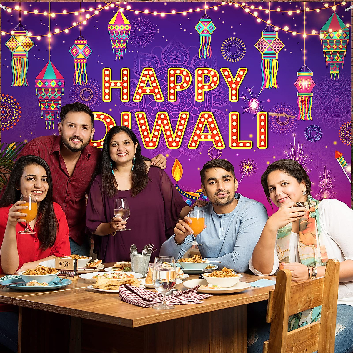 Happy Diwali Backdrop Banner Decorations 73 * 43 Inch Happy Diwali Banner Rangoli Lantern Photography Deepavali Photography Background for Outdoor Home Indian Festival of Lights Party Supplies