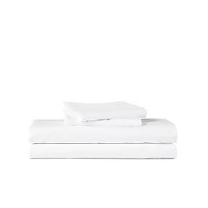 Brooklinen Organic Cotton Core 4 Piece Sheet Set - 100% GOTS-Certified Organic Cotton, Full Size in White - 1 Fitted Sheet, 1 Flat Sheet, 2 Pillowcases | Best Organic Cotton Sheets