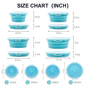 Sungbesi Collapsible Food Storage Containers, Collapsible Bowls with Lids for Camping Kitchen Stuff, RV Accessories for Inside Storage and Organization Camper Must Haves, Space Saving Silicone Bowls