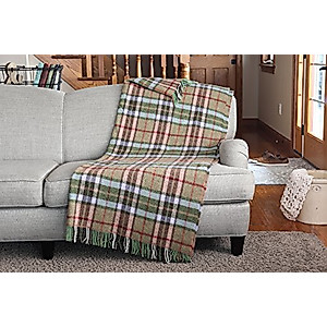 Genuine Irish, 100% Wool Throw & Toss Blanket, Traditional Plaid Print, Soft Warm Heirloom Quality Lambswool, Imported from Ireland, 54" x 72" Inches, Green