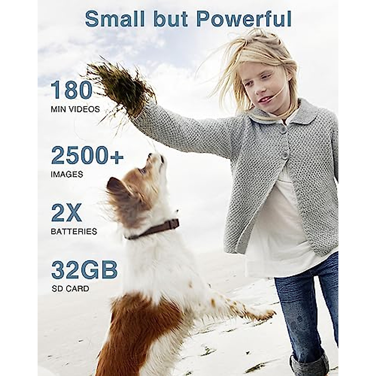 Digital Camera, FHD 1080P Kids Camera with 32GB Card, 2 Batteries, Lanyard, 16X Zoom Anti Shake, 44MP Compact Portable Small Point and Shoot Cameras Gift for Kid Student Children Teens Girl Boy(Black)