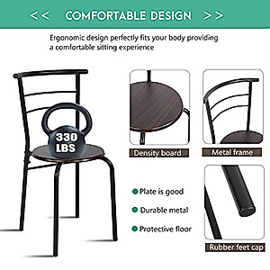 FDW 3-Piece Round Table and Chair Set for Kitchen Dining Room Bar Breakfast,Compact Space Metal Frame,Wine Rack