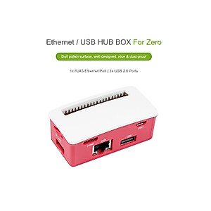 waveshare Ethernet/USB HUB HAT B with Box ABS Case for Raspberry Pi Zero/Zero W/2 W/Zero WH/2 WH,PC,with 1 RJ45 10/100M Ethernet Port, 3 USB Ports Compatible with USB2.0/1.1