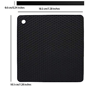 Smithcraft Silicone Trivets for Hot Dishes, Pots and Pans, Hot Pads for Kitchen, Black Silicone Pot Holders, Silicone Mats for Kitchen Counter, Non Slip Heat Resistant Mat, Flexible Trivet Mat Set 4