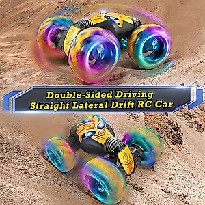 1:12 Gesture Sensing RC Stunt Car Toys 2.4GHz Rotating Wall Climbing Twist 4WD Large Remote Control Car Toys Off Road Monster Truck 360° Flips Lights with Music Drift Rc Car for Boys Age 8-12, Yellow