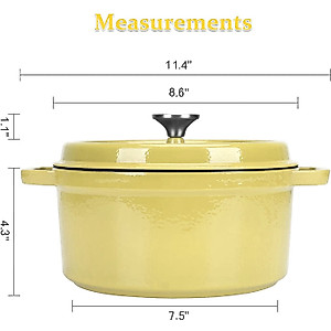 Dutch Oven Yellow,Enameled Cast Iron Dutch Oven with Lid, 4 Quart Round Nonstick Enamel Cookware Crock Pot,Dutch Oven with Dual Handle and Cover Casserole Dish 8.66 Inch