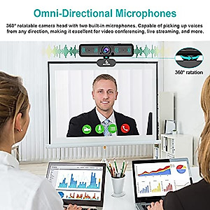 NexiGo N650 2K 4MP Zoomable Webcam with Privacy Cover & Dual Microphone, 3X Digital Zoom, 95-Degree Viewing, Quad HD Business USB Camera for Online Class, Zoom Skype Facetime OBS Teams