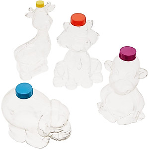 The Dreidel Company Zoo Animal Sand Art Bottle, Clear Plastic Sand Art Bottles, 6" Inch DIY Arts & Crafts, Party Favors (Lion)