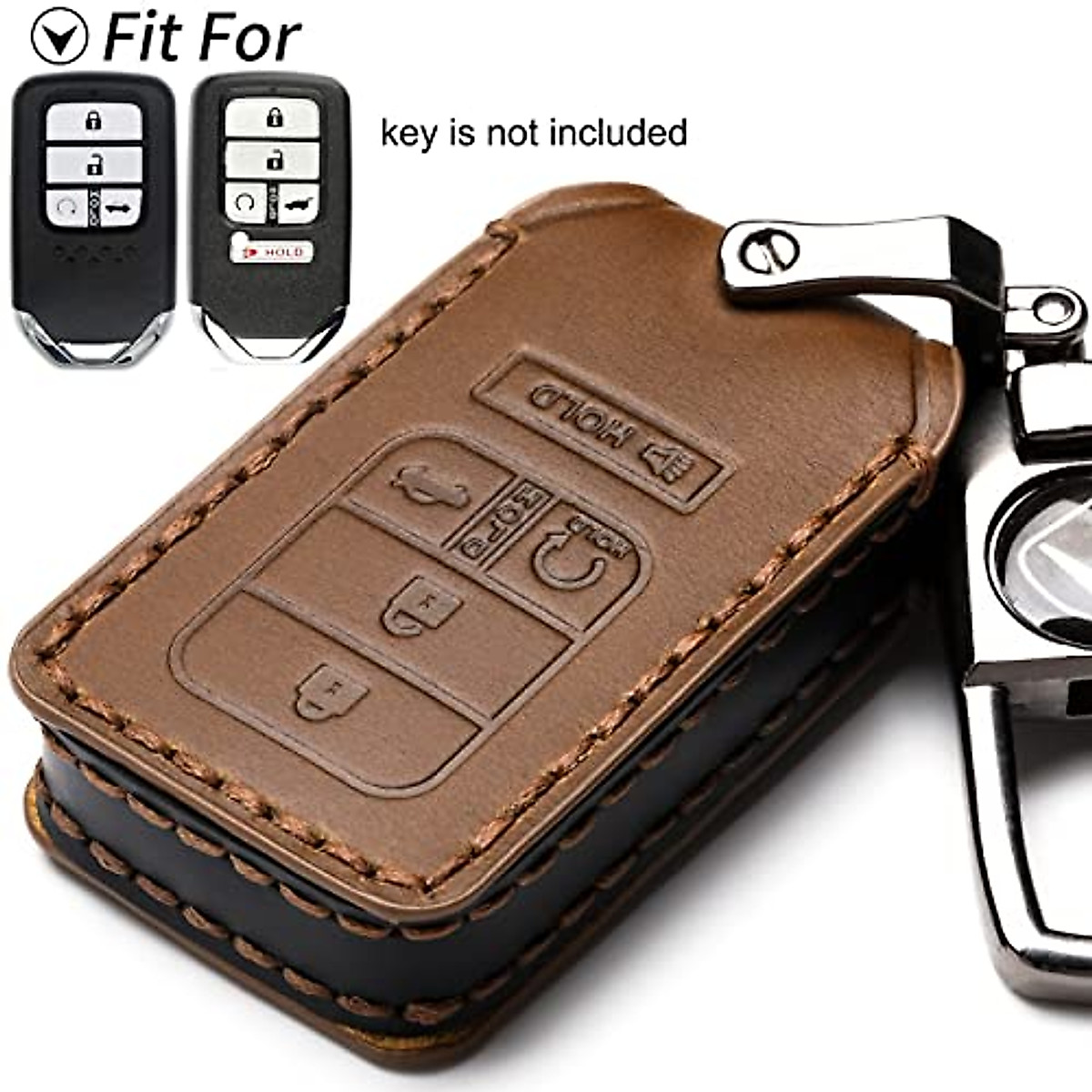 DLUBCZ Keychain Fob Cover Case Compatible with Honda Keyless Remote Control for Civic Accord Pilot CRV HRV CRZ Odyssey Ridgeline JED Crosstour Crider and Spirior etc. (C-Brown)