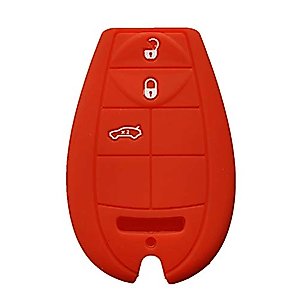 Rpkey Silicone Keyless Entry Remote Control Key Fob Cover Case protector Replacement Fit For Dodge Challenger Charger Journey Magnum M3N5WY783X IYZ-C01C(gules)