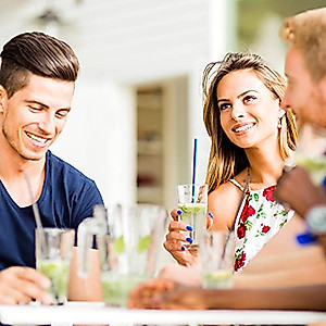 16-Pack Reusable 18/10 Stainless Steel Metal Straws with Silicone Tips & Cleaning Brush, Suotarn Long Drinking Straws for 20 24 30 oz Coffee Tumbler Travel Mug Cup, Dishwasher Safe, Rainbow