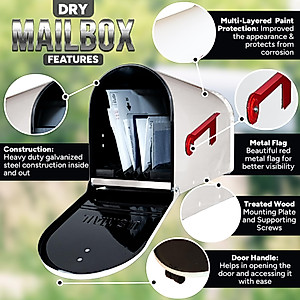 Dry Mailbox – Outdoor Metal Mailbox with Mailbox Insert to Keep Mail Dry | Weatherproof Mailbox for Outside for Secure Deliveries | Standard Outside Mailboxes | US Postal Service Approved - White