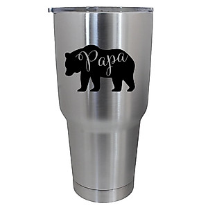 Cups drinkware tumbler sticker - Papa bear sticker - Cute inspirational cool sticker decal (Black)