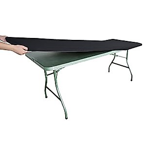 Iceberg iGear Stretch Fabric Table Top Cap Cover, fits 6' Tables, Polyester/Spandex, Black, 30" W x 72" L