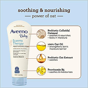 Aveeno Baby Eczema Therapy Moisturizing Cream, Natural Colloidal Oatmeal & Vitamin B5, Baby Eczema Cream for Dry, Itchy, Irritated Skin Due to Eczema, Paraben- & Steroid-Free, 12 fl. oz