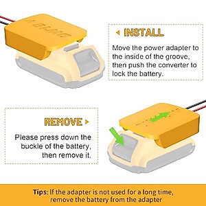 Kzreect Power Wheels Adapter for Dewalt 20V Battery Adapter, 20V Power Wheels Battery Converter Kit for DIY RC Toys Adapter Set with Fuses Holder and Switch, Wire Terminals, 12AWG Wire