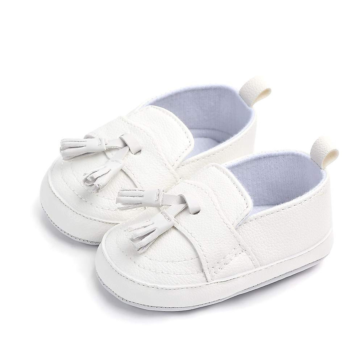 Csfry Infant Toddler Baby Boys Soft Moccasinss Crib Shoes White US4