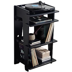 Crosley Furniture Soho Record Player Stand, Media Console with Vinyl Storage, Modern Home Organizer, Black