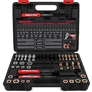Thread Repair Thread Chaser Tool Set - 49PCS Thread Cleaner Rethreading Master Kit Metric SAE Bolt Restorer File Nut Rethreader Automotive Wheel Stud Spark Plug Engine Standard Screw Threading UNC UNF