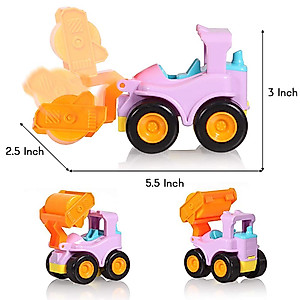 Beestech Toy Cars for 2 3 4 5 Year Old Boys Girls Toddlers, Friction Powered Construction Truck Toys, Pull Back and Go Vehicles with Dumper Road Roller Bulldozer Excavator 4 Pack Gift