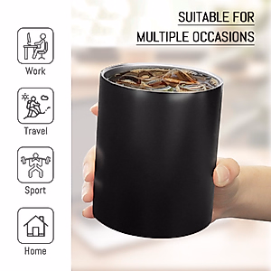 Puraville 12 oz Insulated Tumbler with Lid and Straw, Stainless Steel Double Walled Coffee Cup with Lid, Vacuum Reusable Leak Proof Travel Coffee Mug for Multiple Occasions, Black