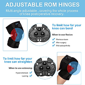 Nvorliy ROM Metal Hinged Knee Brace, Adjustable Open Patella Pad, Medical Knee Immobilizer for ACL, Post Op, Tendon, Orthopedic Rehab and Meniscus Injuries, Fit Right & Left Leg, Women & Men