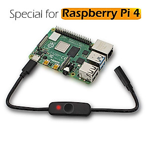 MazerPi Raspberry Pi Power Switch, with Indicator Light Raspberry Pi 4 Power Switch Power Supply Cable USB C Power Switch Type-C Power Switch for Raspberry Pi 4 (4-Pcs)