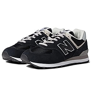 New Balance Women's 574 Core Sneaker, Black/White, 8