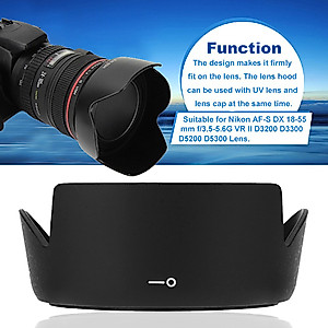 HB-69 Lens Hood Replacement with Lens for Nikon AF-S DX 18-55mm f/3.5-5.6G VR II D3200 D3300 D5200 D5300 Lens