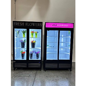 Commercial Flower Display Refrigerator Floral Fridge,Glass Door Flower Merchandiser Beverage Drink Cooler with LED Light Adjustable Shelves,ETL and NSF Approval,42.5Cu Ft,47.2" Wide,Hinge