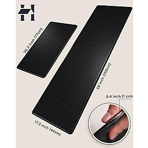 Homergy Anti Fatigue Kitchen Mats for Floor 2 PCS, Memory Foam Cushioned Rugs, Comfort Standing Desk Mats for Office, Home, Laundry Room, Waterproof & Ergonomic, 17.3×30.3 & 17.3×59, Black