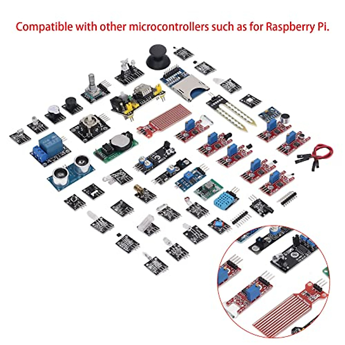 45Pcs Sensors Modules Starter Kit Sensor Module Clock Board Temp Sensor Module Electronic Component Set Kit for Raspberry Pi