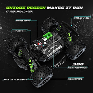 CROBOLL 1:18 Remote Control car for Kids Adults,36 KPH High Speed Monster Trucks 4x4 Off-Road Hobby Fast RC Car,2.4GHz 4WD All Terrain Electric Vehicle with 2 Rechargeable Batteries,Gifts for Boy Girl