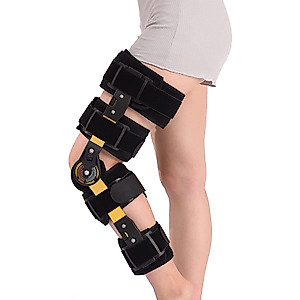 WILLQ Hinged ROM Knee Brace for Post Op Patella Injury Ligament Sports Injuries Arthritis Fracture Post Operative Support Recovery Stabilization Adjustable ​Orthopedic Support Stabilizer