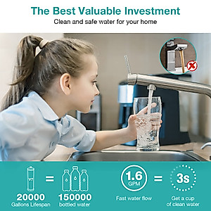 SimPure V7 Under Sink Water Filter, 5-Stage Stainless Steel Water Filtration System Direct Connect to Kitchen Faucet, Reduces 99% Lead, Chlorine, Bad Taste, 20K Gallons (No Drilling Required)